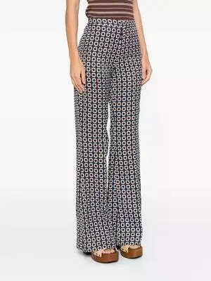 Sandro Floral-print Flowy Wide-leg Trousers