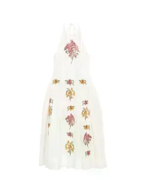Agua Bendita Balsa Cordillera Halterneck Midi Dress - Neutrals