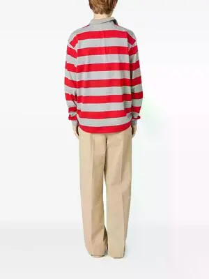 Miu Miu Striped Long-sleeve Polo Shirt - Red