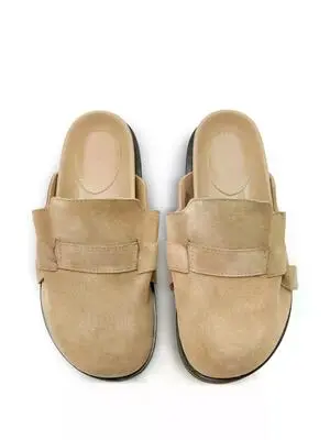 Yuzefi Suede Knotted Flat Sole Mules - Neutrals