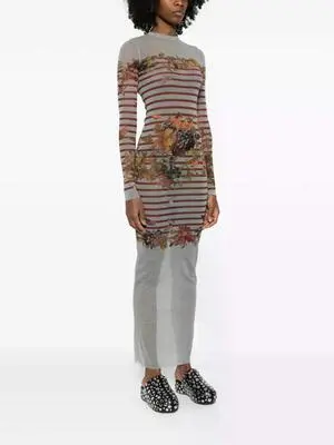 JEAN PAUL GAULTIER Striped Printed Maxi Dress - Grey