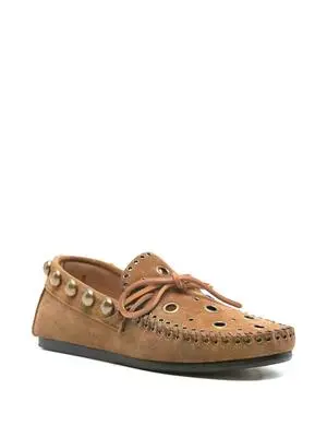Isabel Marant Étoile Fitza Eyelet Studded Loafers - Brown