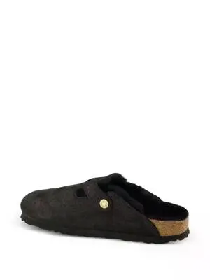 BIRKENSTOCK Boston Shimmering Buckle Mules - Black