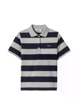 Miu Miu Striped Jersey Polo Shirt