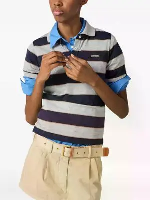Miu Miu Striped Jersey Polo Shirt
