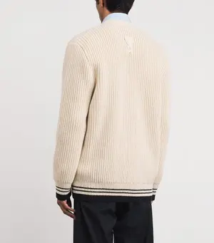 Ami Wool Ribbed Cardigan