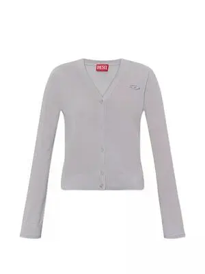 DIESEL® Wool Button-front Cardigan With Embroidered Oval D Logo