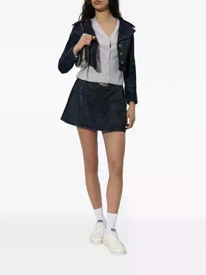 DIESEL® Wool Button-front Cardigan With Embroidered Oval D Logo