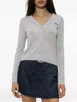 DIESEL® Wool Button-front Cardigan With Embroidered Oval D Logo