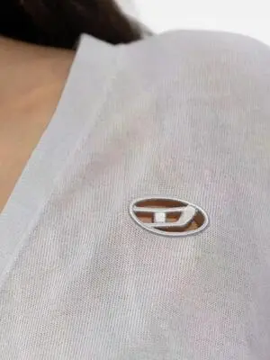 DIESEL® Wool Button-front Cardigan With Embroidered Oval D Logo