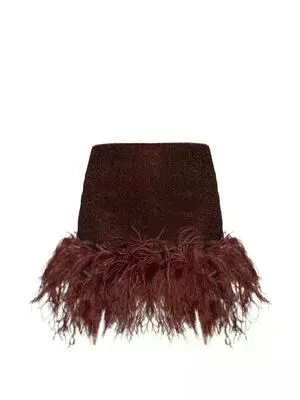 Oseree Feather Trim Mini Skirt