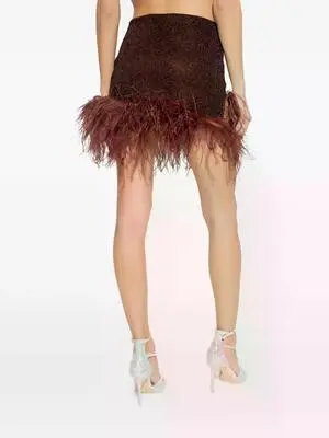 Oseree Feather Trim Mini Skirt