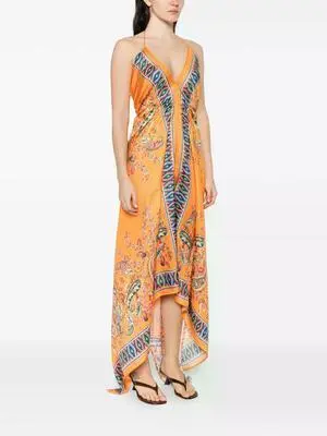 Etro Paisley V-neck Midi Dress - Orange