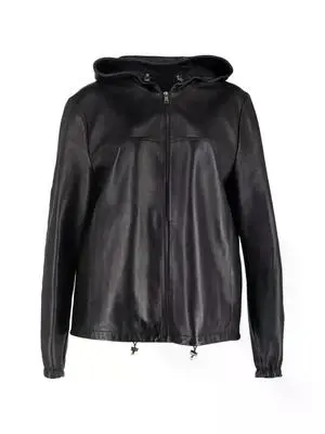 Prada Zipped Hooded Leather Jacket