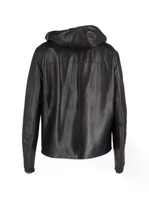 Prada Zipped Hooded Leather Jacket