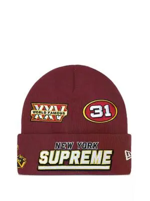 Supreme Embroidered Beanie Hat - Red