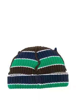 CHARLES JEFFREY Chunky Striped Ears Beanie - Brown