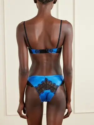 Kiki De Montparnasse Lace-trimmed Silk-satin Briefs