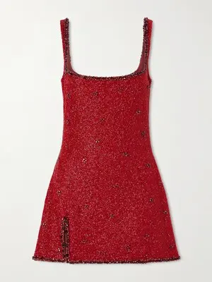 CLIO PEPPIATT Athena Embellished Mini Dress - Red