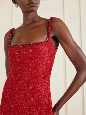 CLIO PEPPIATT Athena Embellished Mini Dress - Red