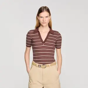 Sandro Leather Belt With Metal Buckle - Beige