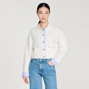 Sandro Wool Cardigan With Polo Collar