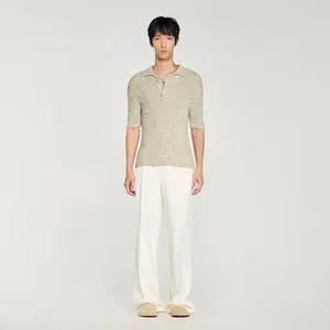 Sandro Marl Cotton Knit Polo Shirt