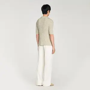 Sandro Marl Cotton Knit Polo Shirt