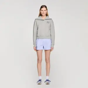 Sandro Fleece Sweatshirt With Embroidered Patch - Grey