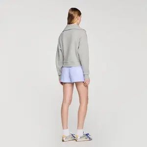 Sandro Fleece Sweatshirt With Embroidered Patch - Grey