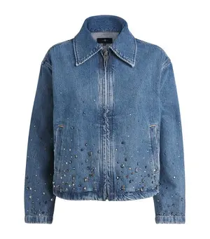 7 For All Mankind Embellished Denim Trucker Jacket