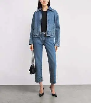7 For All Mankind Embellished Denim Trucker Jacket