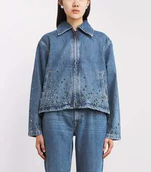 7 For All Mankind Embellished Denim Trucker Jacket