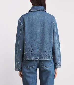 7 For All Mankind Embellished Denim Trucker Jacket