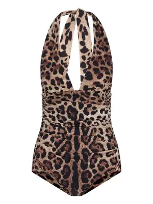 Dolce & Gabbana Leopard Print One-piece Swimsuit - Brown