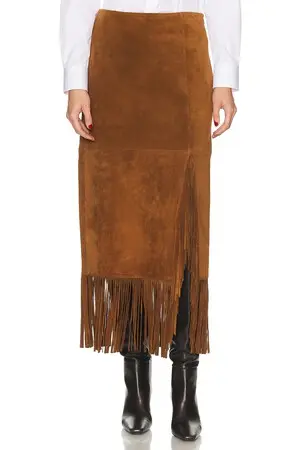 Polo Ralph Lauren Fringe Midi Skirt - Clove