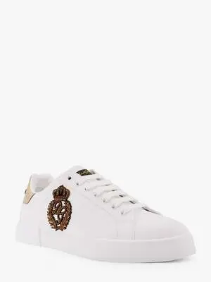 Dolce & Gabbana Leather Sneakers With Iconic Patch - White