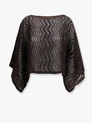Missoni Viscose Top With Chevron Pattern - Brown