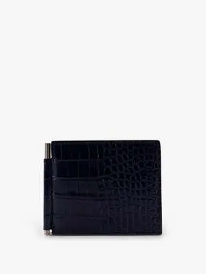 TOM FORD Croco Print Leather Wallet - Blue