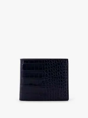 TOM FORD Croco Print Leather Wallet - Blue