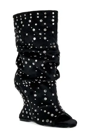 AZALEA WANG Naomani Studded Wedge Bootie