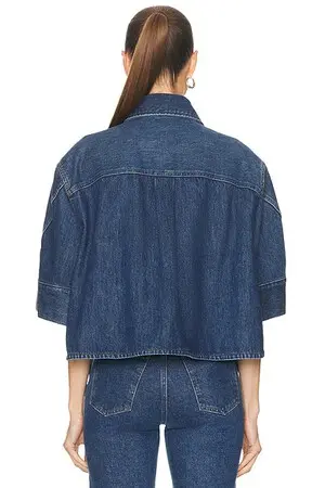 Givenchy Cropped Denim Shirt With Embroidered Logo