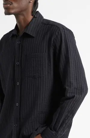 PALMES Relaxed Stretch Cotton Button-up Shirt
