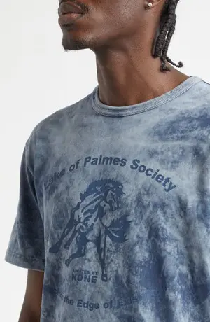 PALMES Lake Print Cotton T-shirt - Navy