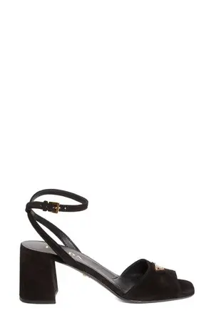 Prada Block Heel Ankle Strap Sandal - Black