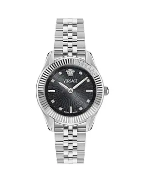 Versace Greca Time Bracelet Watch, 30mm - Black/silver
