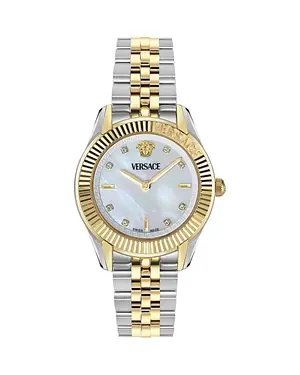 Versace Greca Time Bracelet Watch, 30mm - White/two Tone