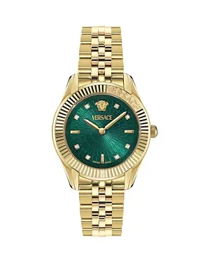Versace Greca Time Bracelet Watch, 30mm - Green/gold