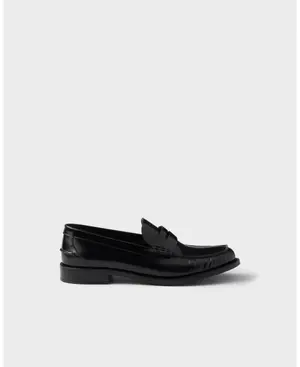 Prada Brushed Leather Loafers - Black