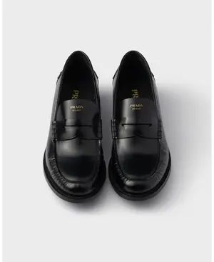 Prada Brushed Leather Loafers - Black
